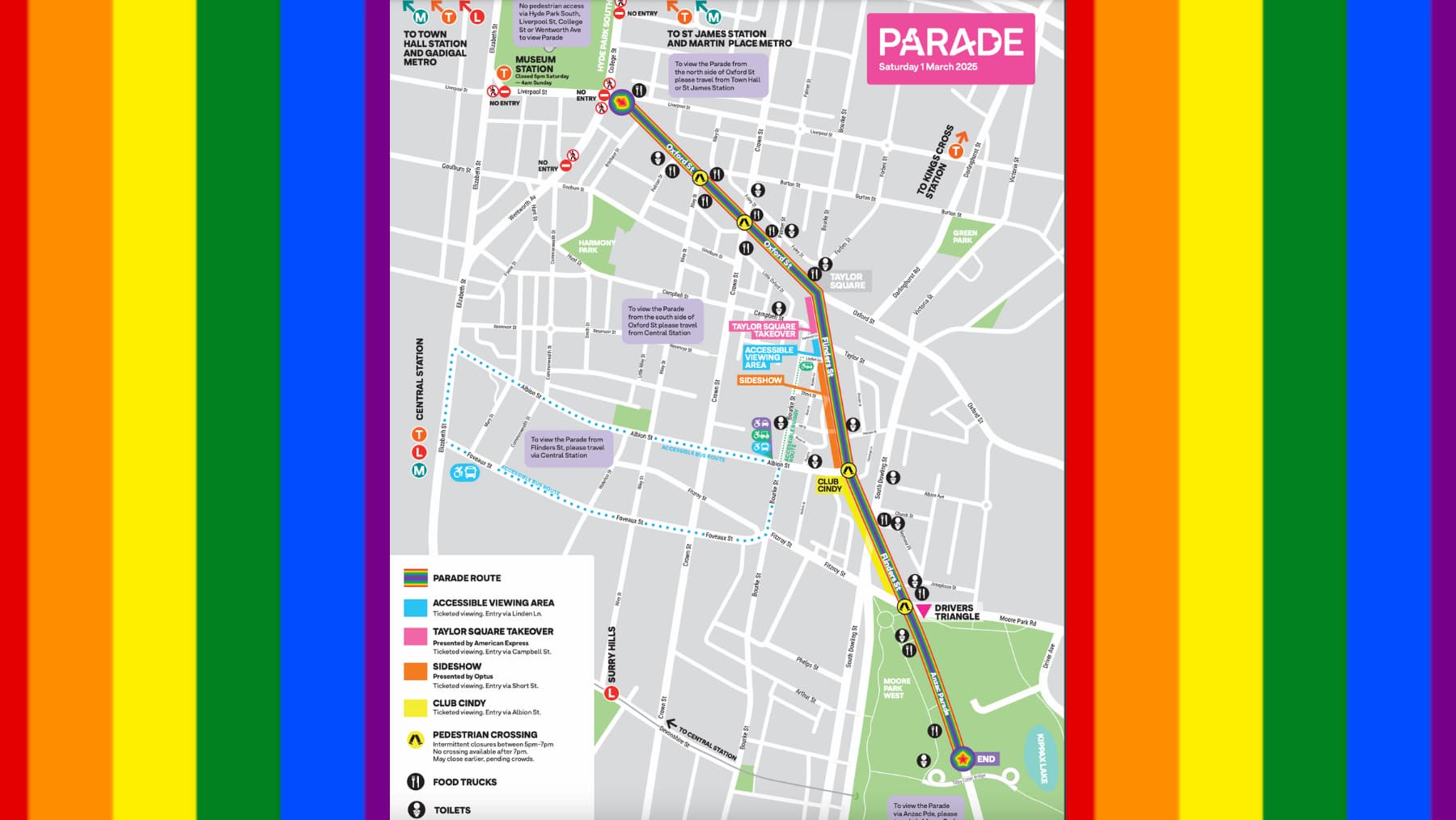 Sydney Mardi Gras Parade Route: Viewing Areas, Road Closures 2025